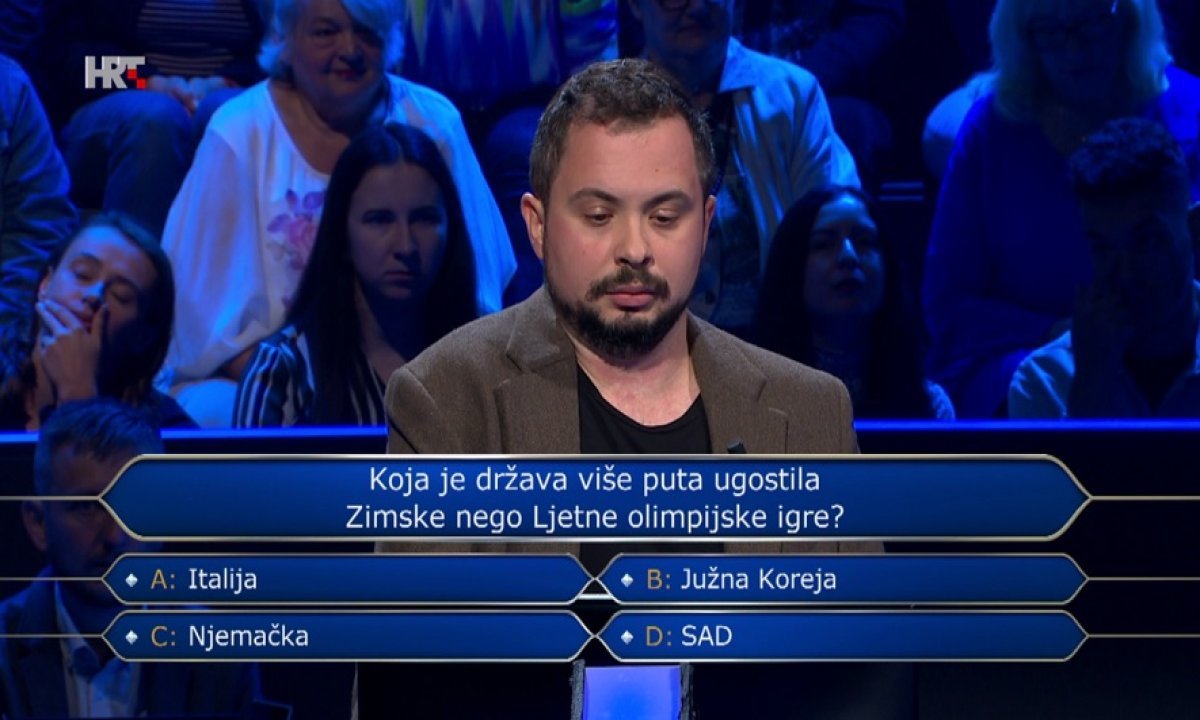 Stjepan u kvizu 'Tko želi biti milijunaš?' otvorio 12. pitanje: Dilema ...
