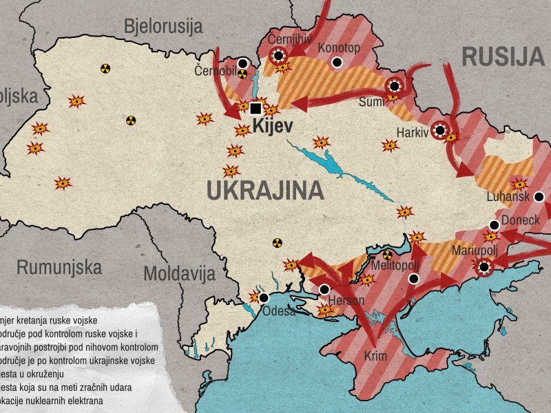 Pogledajte novu kartu situacije na frontu u Ukrajini na dan kad je ...